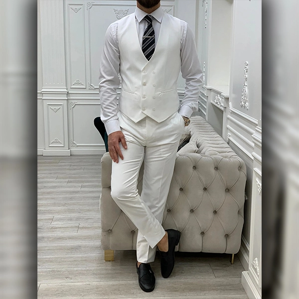 Men’s White 3 Piece Suit - The Famous Jackets